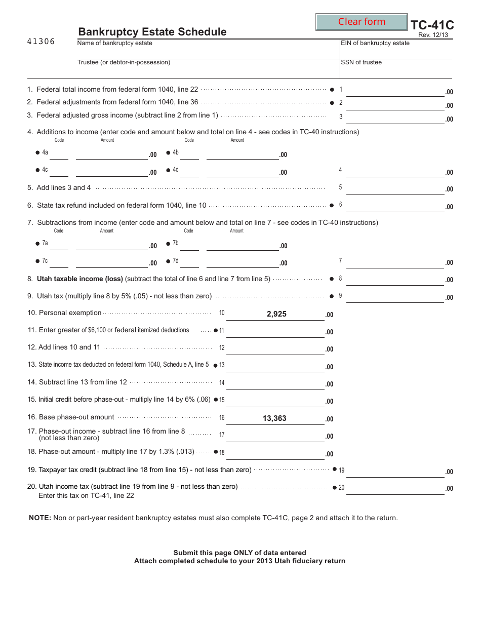 Form TC-41C - Fill Out, Sign Online and Download Fillable PDF, Utah ...