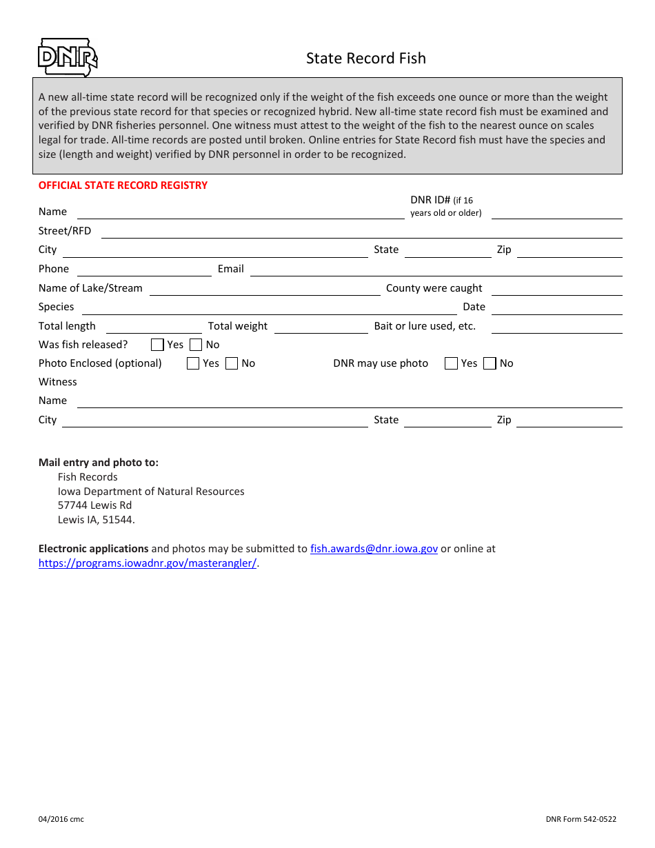 DNR Form 542-0522 - Fill Out, Sign Online and Download Fillable PDF ...