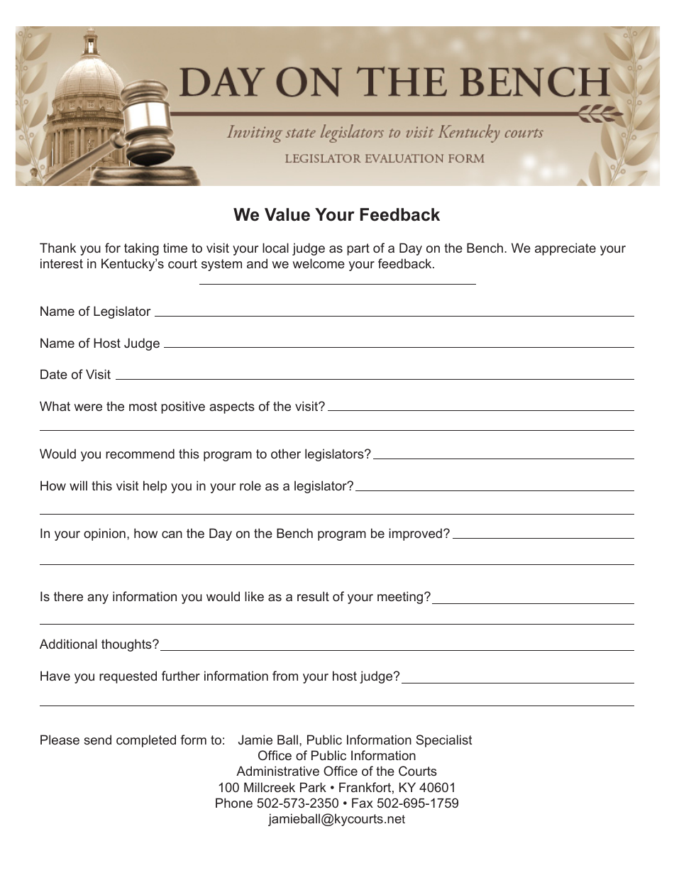 Kentucky Visit Feedback Form - Fill Out, Sign Online and Download PDF ...