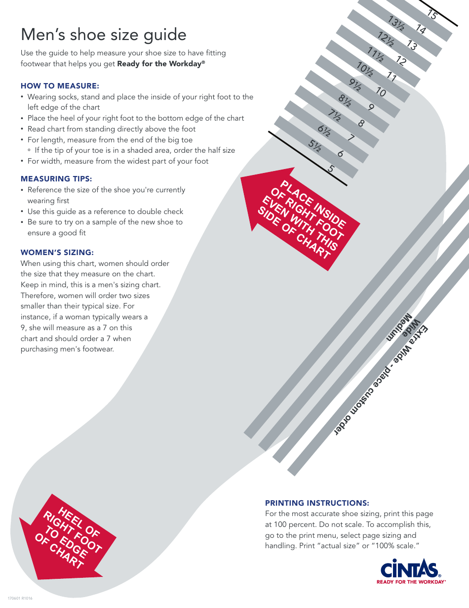 Printable Shoe Size Chart Mens