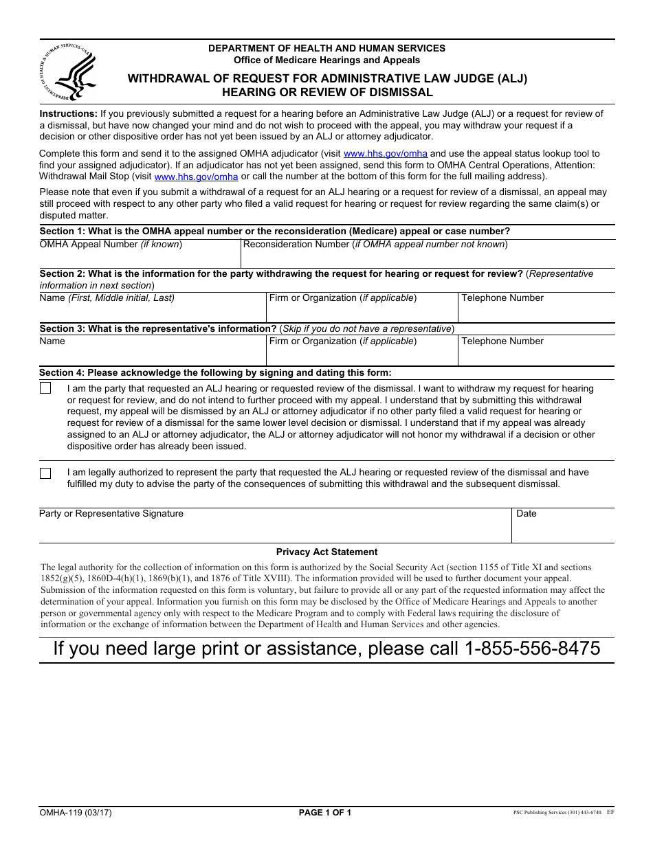 Form OMHA-119 - Fill Out, Sign Online and Download Fillable PDF ...