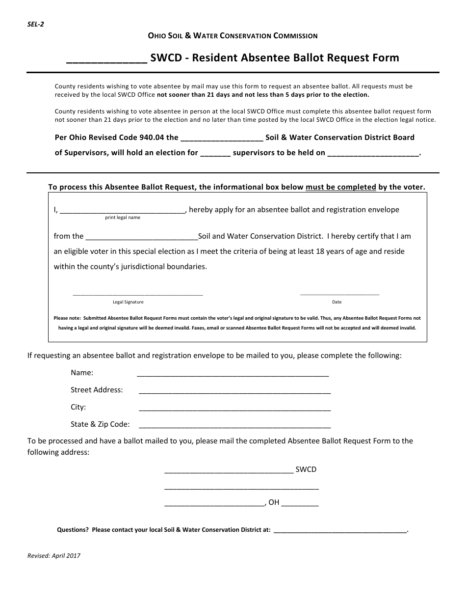 Form SEL-2 - Fill Out, Sign Online and Download Fillable PDF, Ohio ...