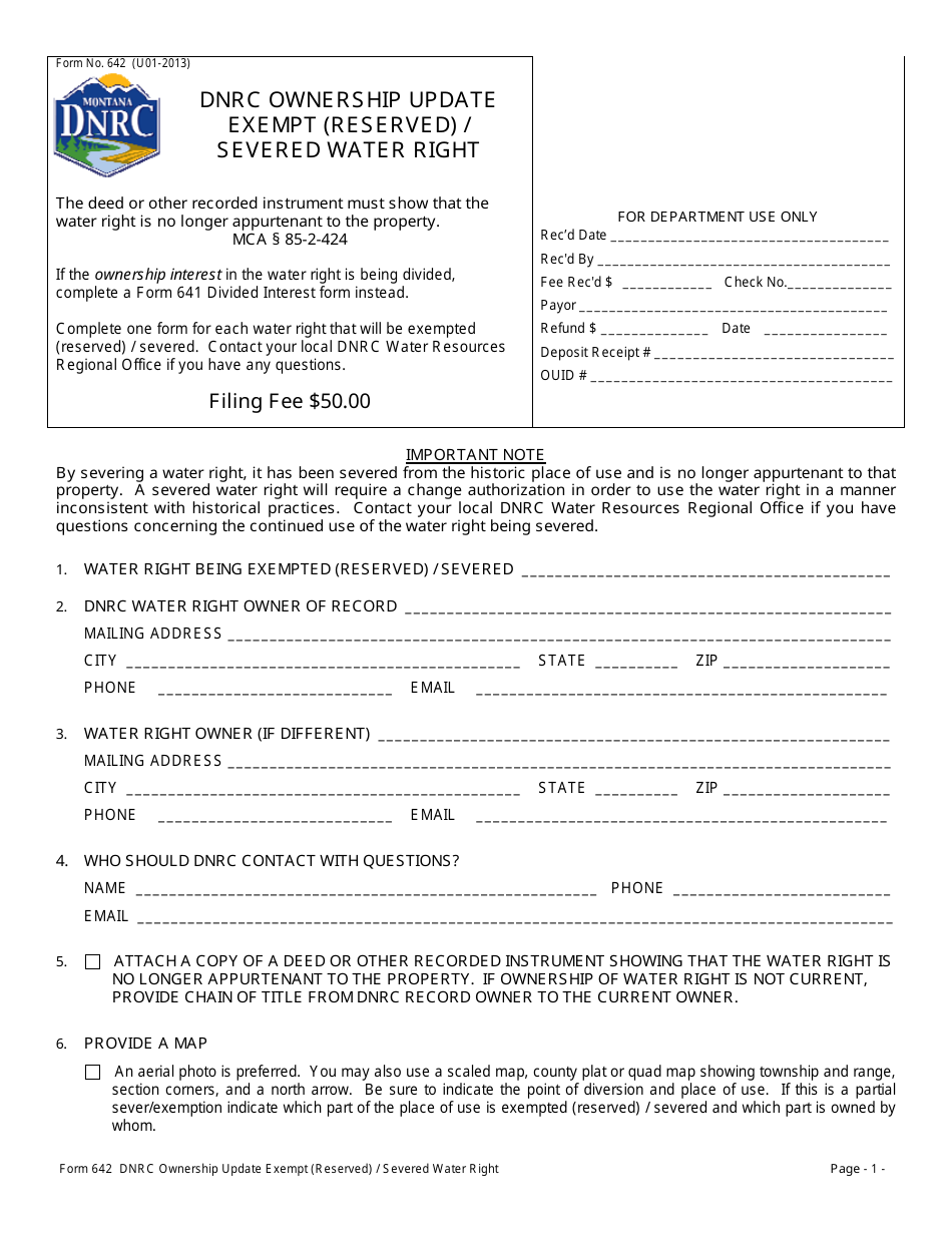 Form 642 - Fill Out, Sign Online and Download Fillable PDF, Montana ...