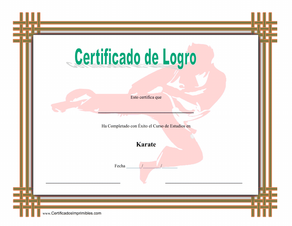 Certificado De Logro En Karate Download Printable PDF (Spanish ...