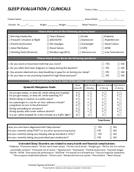 Sleep Evaluation / Clinicals Form Download Printable PDF | Templateroller