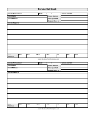 Service Call Book Template Download Printable PDF | Templateroller