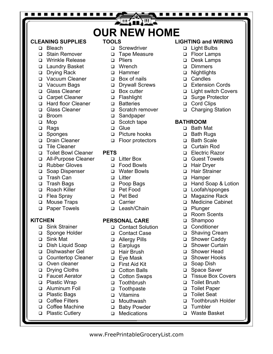 New Home Shopping List Template Download Printable PDF Templateroller New Home Shopping List Template Download Printable PDF Templateroller