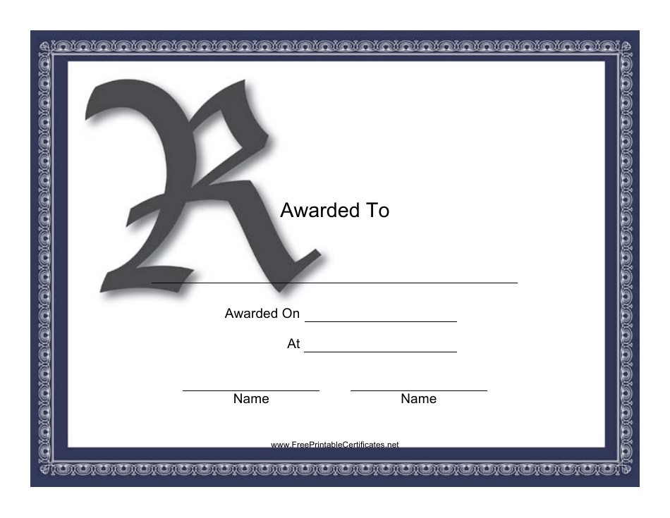 Monogram R Award Certificate Template Download Printable PDF ...
