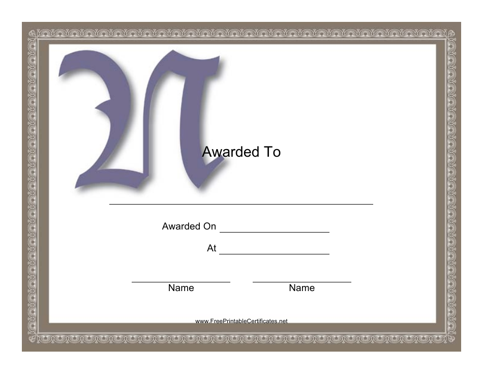Monogram N Award Certificate Template Download Printable PDF ...