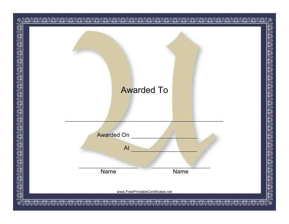 Centered U Monogram Certificate Template Download Printable PDF ...