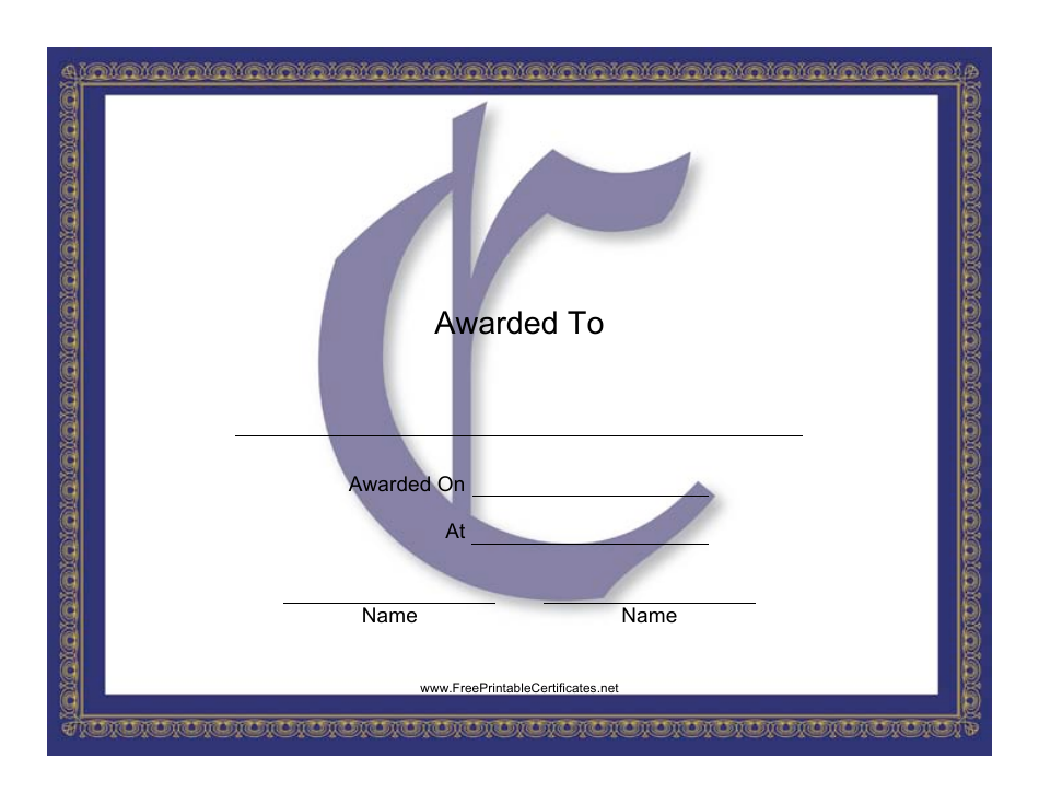 Centered C Monogram Certificate Template Download Printable PDF ...