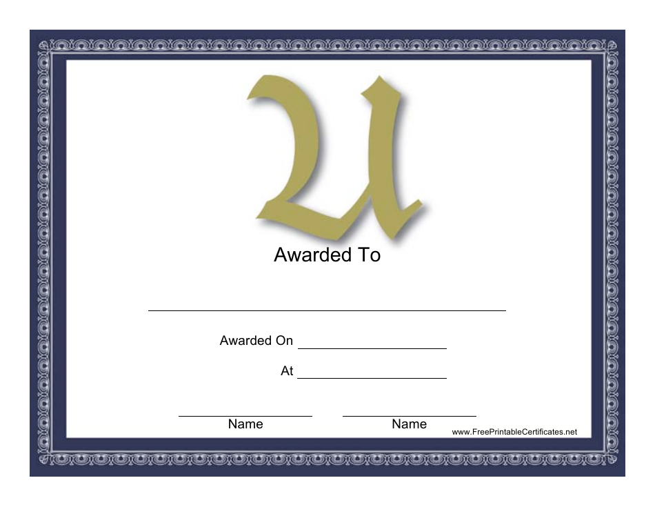 U Monogram Certificate Template Download Printable PDF | Templateroller