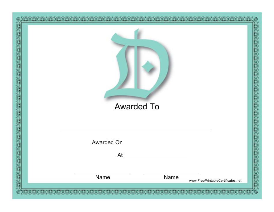 D Monogram Certificate Template Download Printable PDF | Templateroller