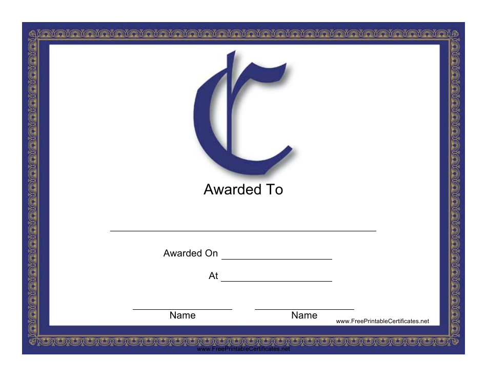 C Monogram Certificate Template Download Printable PDF | Templateroller