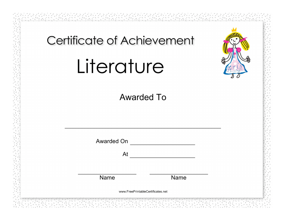 Literature Certificate of Achievement Template Download Printable PDF ...