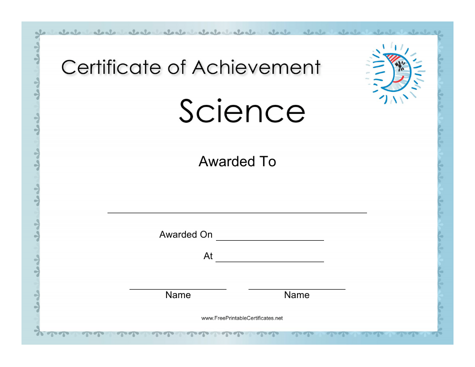 Science Achievement Certificate Template - Blue Download Printable PDF ...