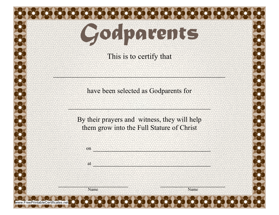 Godparents Certificate Template Download Printable PDF | Templateroller