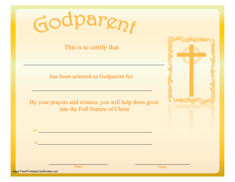 Godparent Certificate Template Free