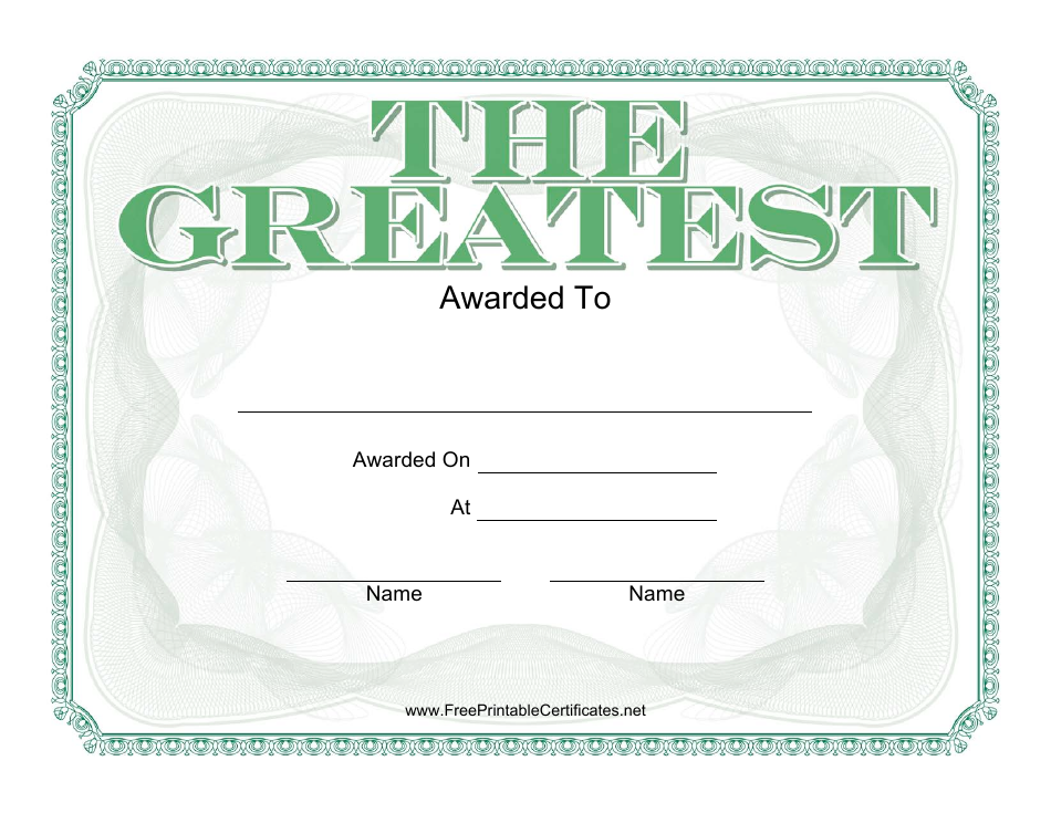 The Greatest Award Certificate Template Download Printable PDF ...