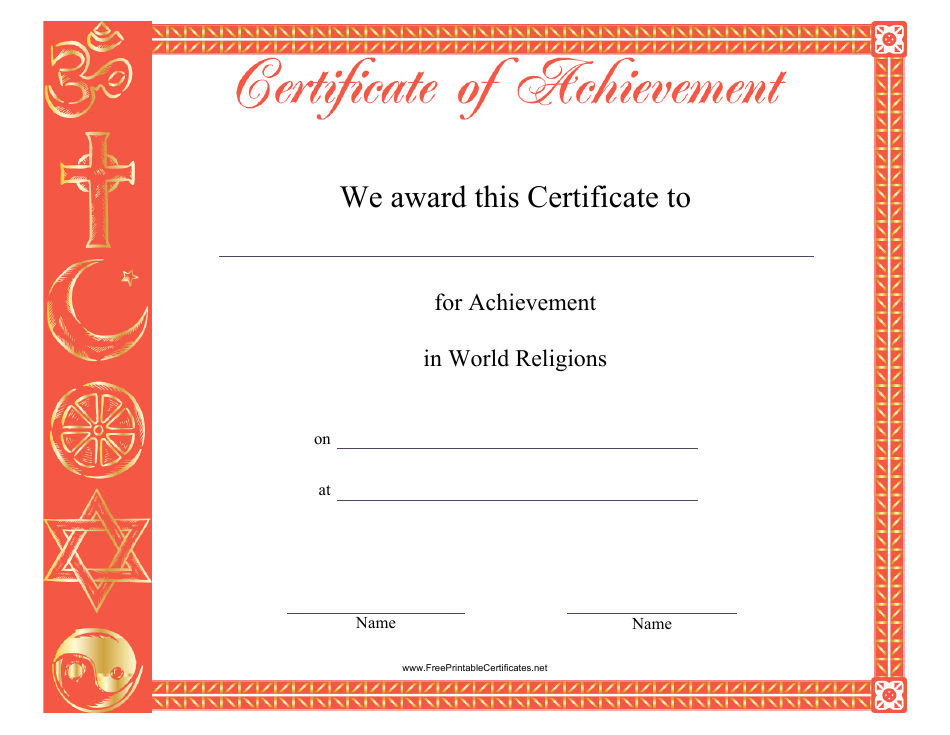 World Religions Achievement Certificate Template Download Printable PDF ...