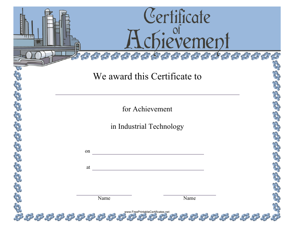 Industrial Technology Achievement Certificate Template Download ...
