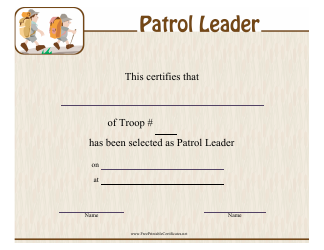 Patrol Leader Certificate Template Download Printable PDF | Templateroller