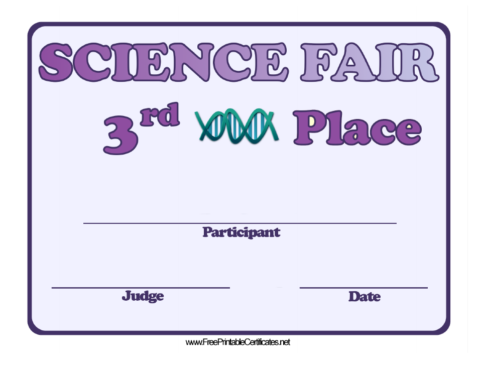 Science Fair Third Place Achievement Certificate Template Download ...