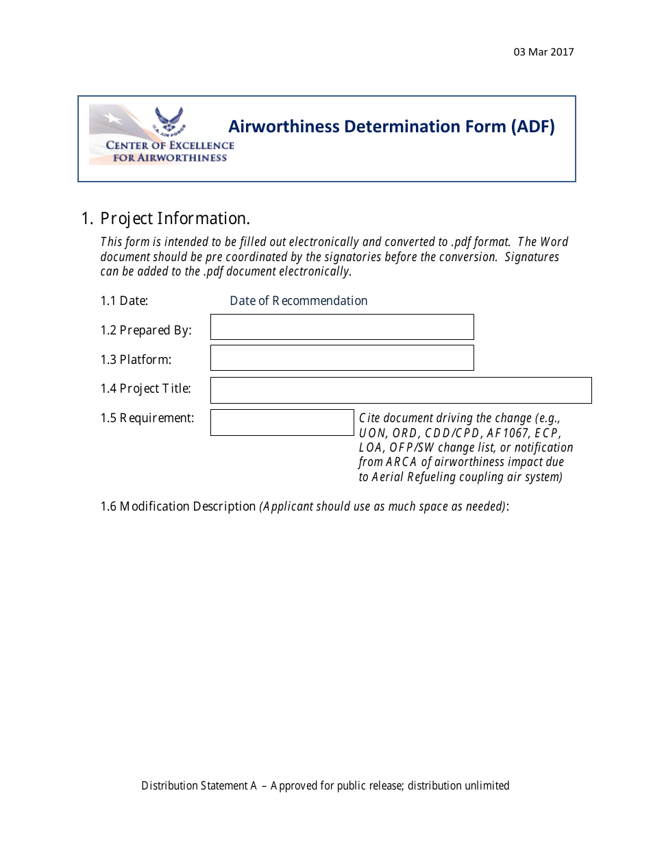 Airworthiness Determination Form - Fill Out, Sign Online and Download ...