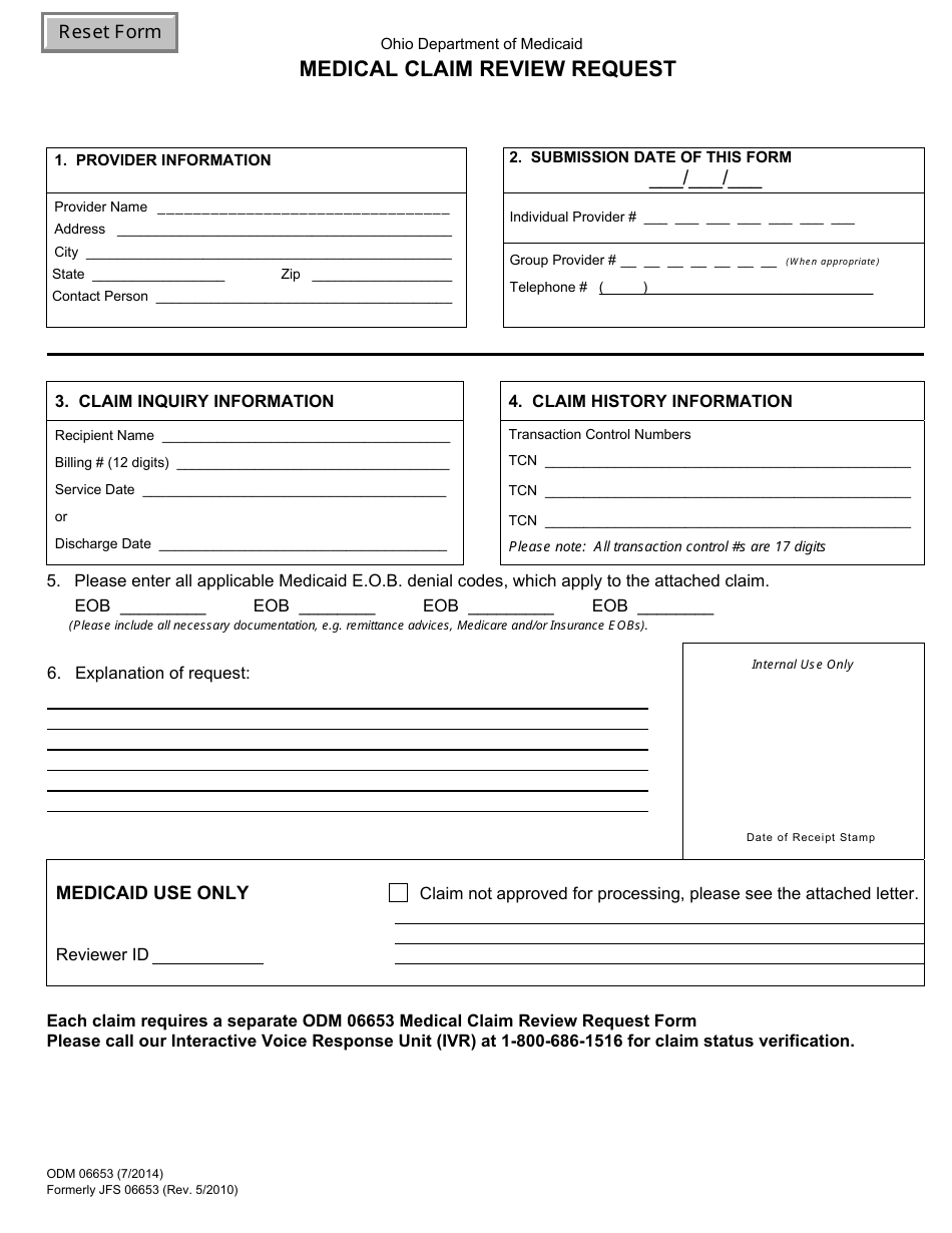 Form ODM06653 - Fill Out, Sign Online and Download Fillable PDF, Ohio ...