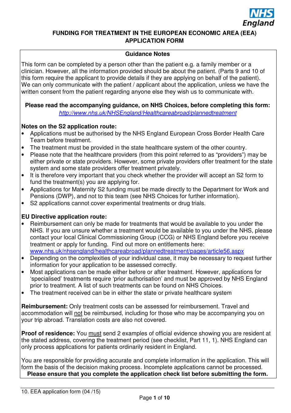 United Kingdom Funding for Treatment in the European Economic Area (Eea ...