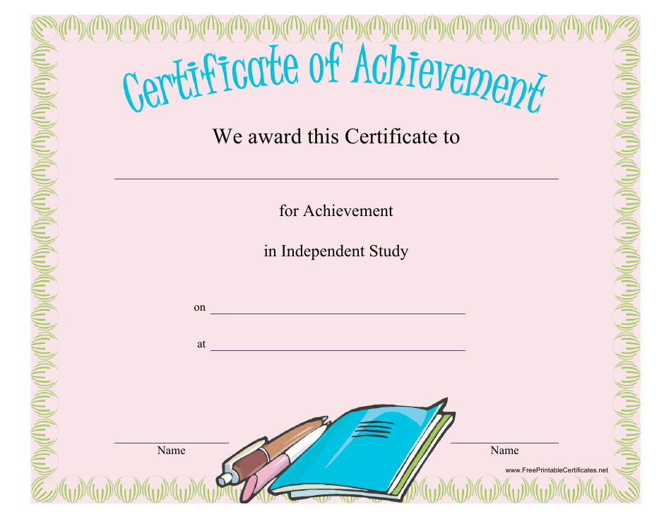 Independent Study Achievement Certificate Template Download Printable ...