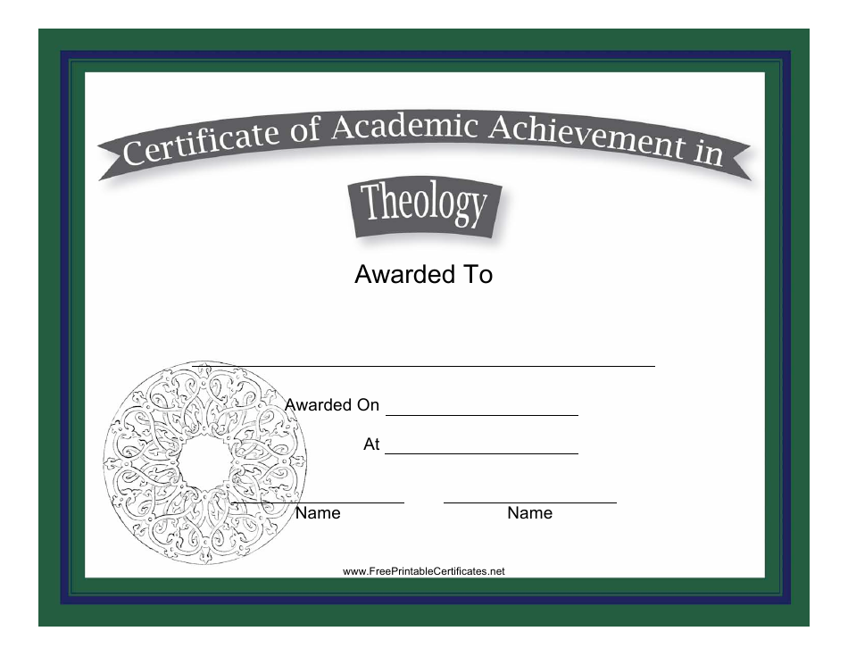 Theology Academic Achievement Certificate Template Download Printable PDF | Templateroller