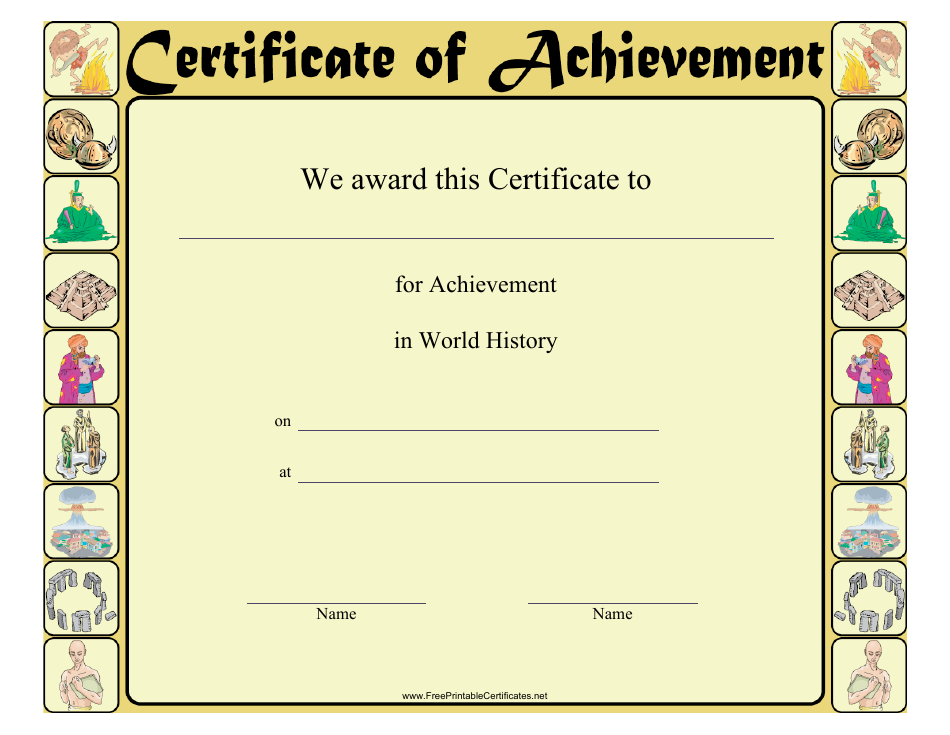 World History Achievement Certificate Template Download Printable PDF ...