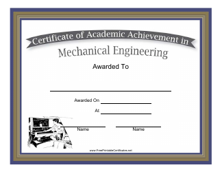 Mechanical Engineering Academic Achievement Certificate Template ...