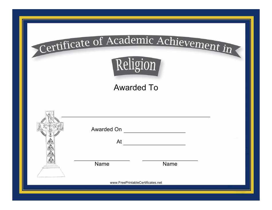 Religion Academic Achievement Certificate Template Download Printable ...