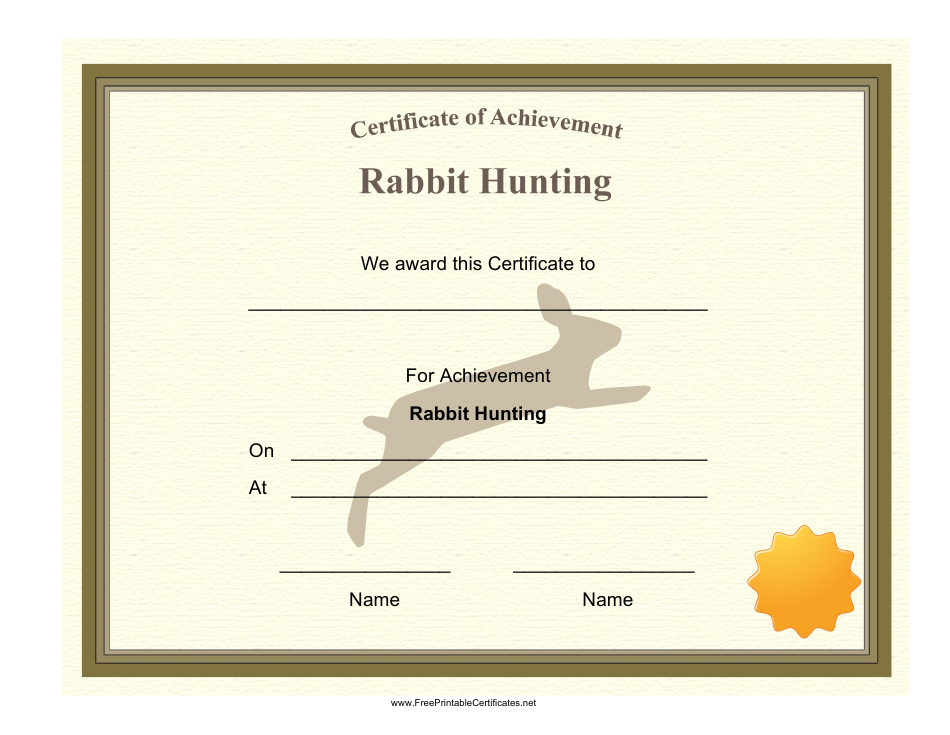 Rabbit Hunting Achievement Certificate Template Download Printable PDF ...