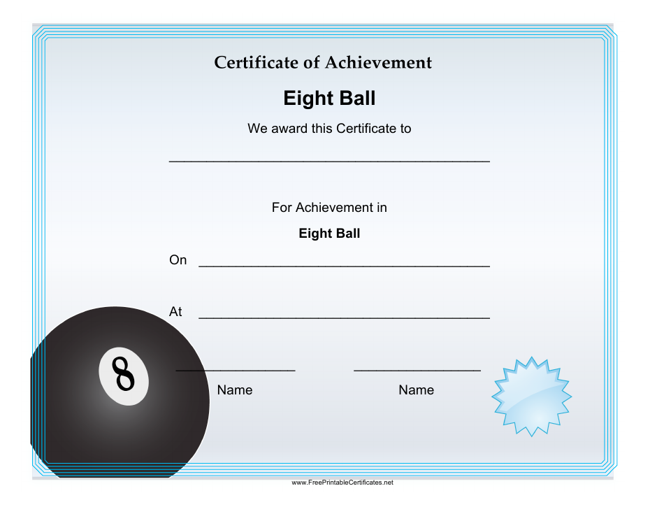 Eight Ball Achievement Certificate Template Download Printable PDF ...