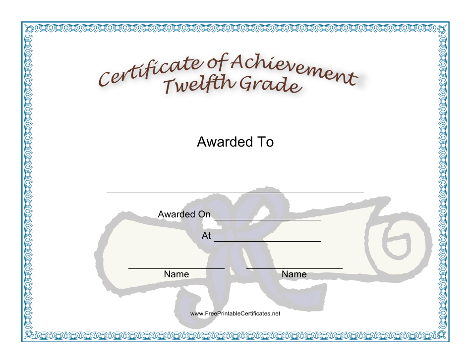 Twelfth Grade Achievement Certificate Template Download Printable PDF Twelfth Grade Achievement Certificate Template Download Printable PDF
