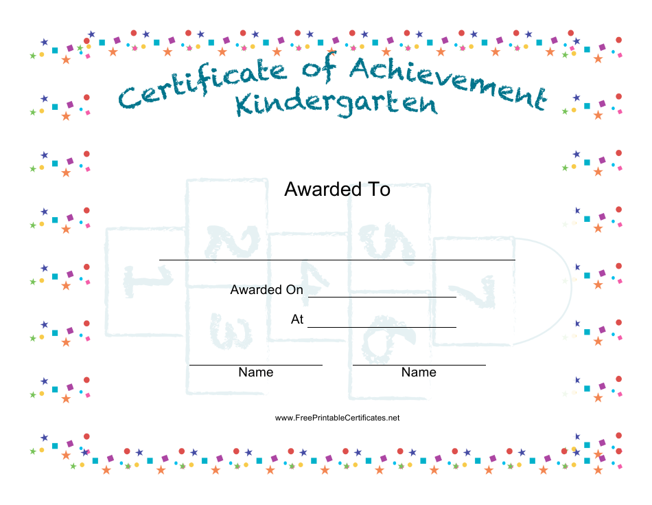 Kindergarten Achievement Certificate Template - Blue Download Printable ...