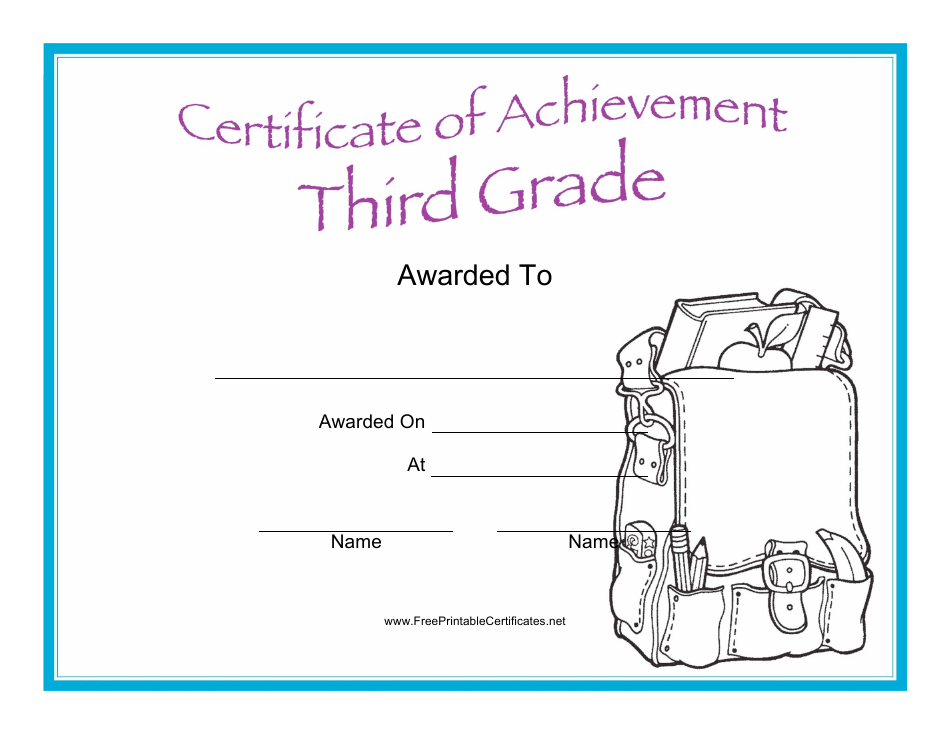 Third Grade Achievement Certificate Template Download Printable PDF ...