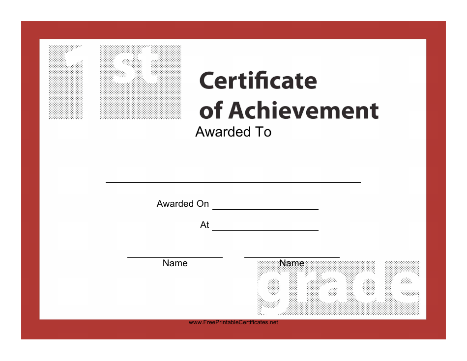 1st Grade Achievement Certificate Template Download Printable PDF ...