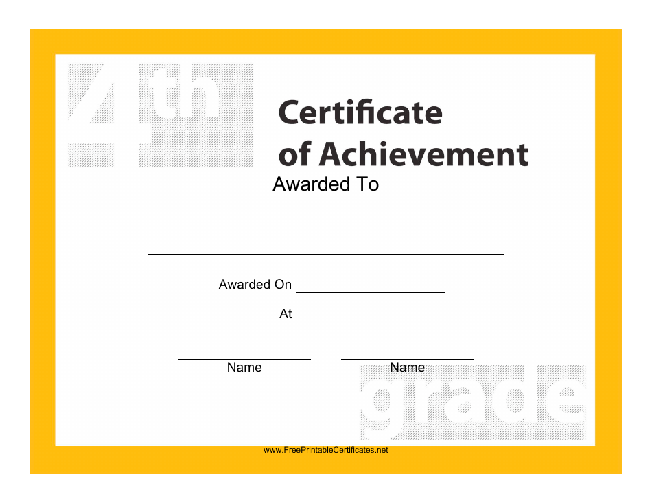 4th Grade Achievement Certificate Template Download Printable PDF ...