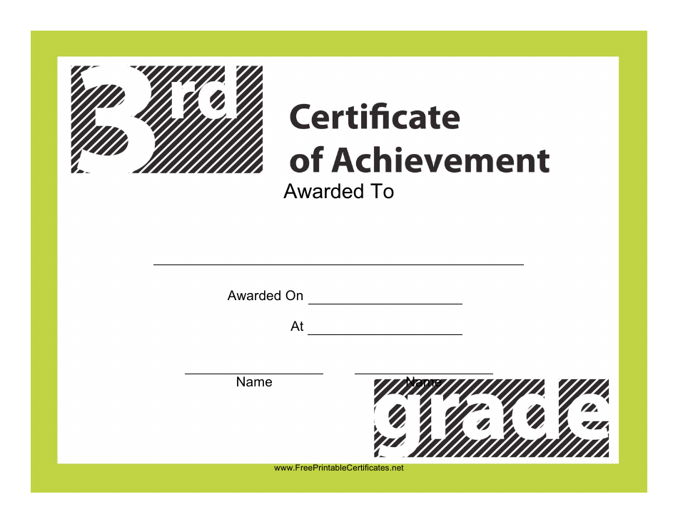 3rd Grade Achievement Certificate Template Download Printable PDF ...