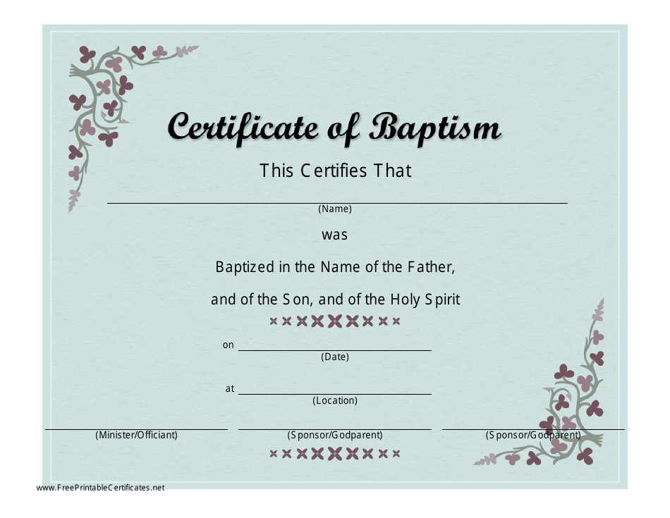 Baptismal Certificates Printable