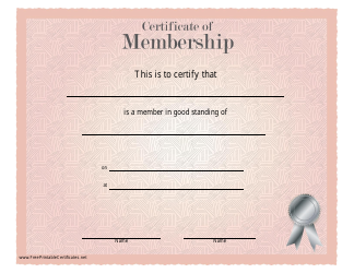 Pink Membership Certificate Template Download Printable PDF ...