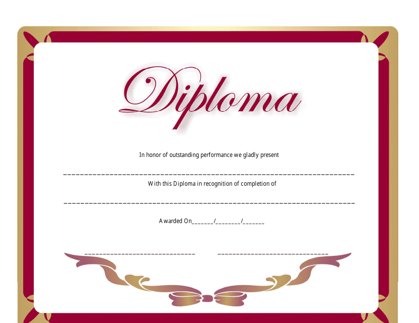 Diploma Certificate Template Red Download Printable PDF Templateroller