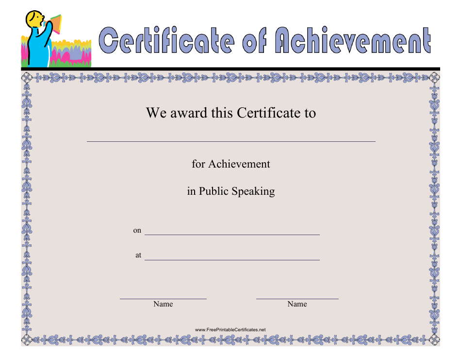 Public Speaking Achievement Certificate Template Download Printable PDF ...