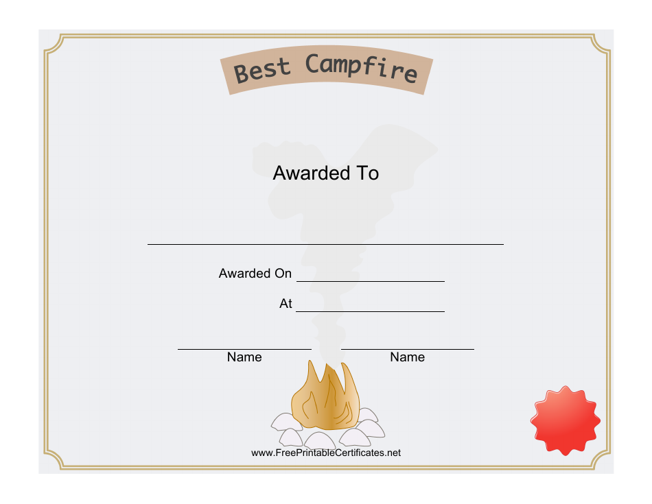 Best Campfire Award Certificate Template Download Printable PDF | Templateroller
