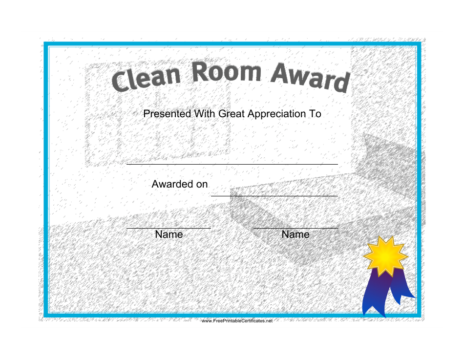 Clean Room Award Certificate Template - Grey Download Printable PDF ...