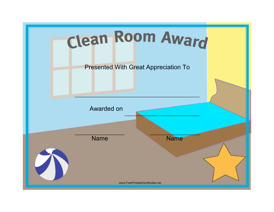 Clean Room Award Certificate Template - Varicolored Download Printable ...